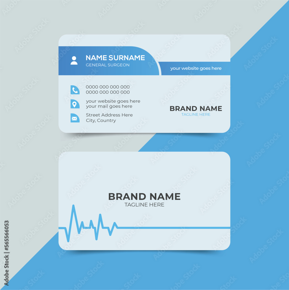 Medical healthcare doctor business card template with front and back ...