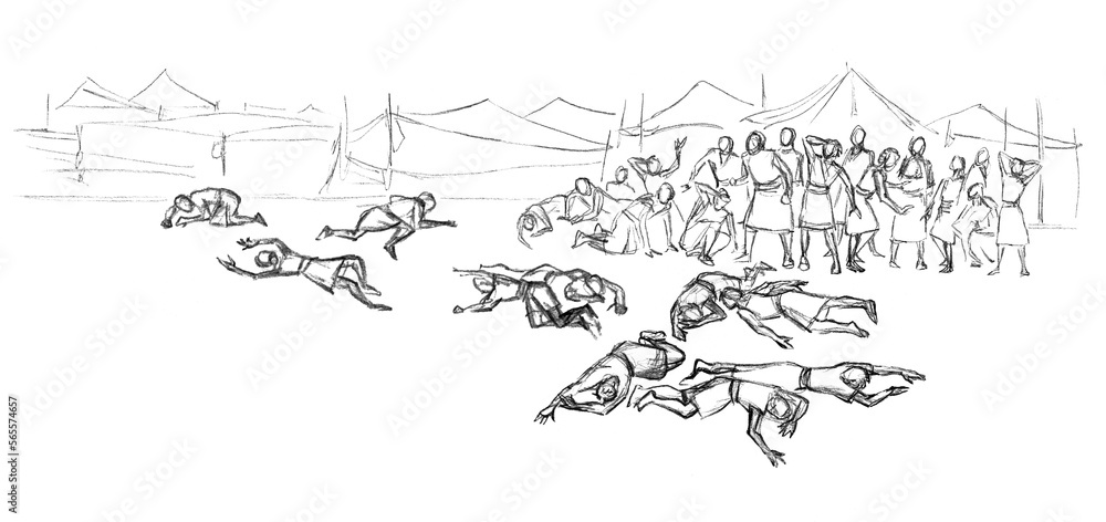 Pencil drawing. God strikes the people Stock Illustration | Adobe Stock