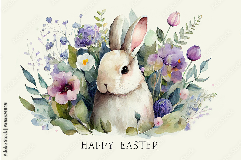 Illustrazione Stock Watercolor painting of vintage Easter card design ...