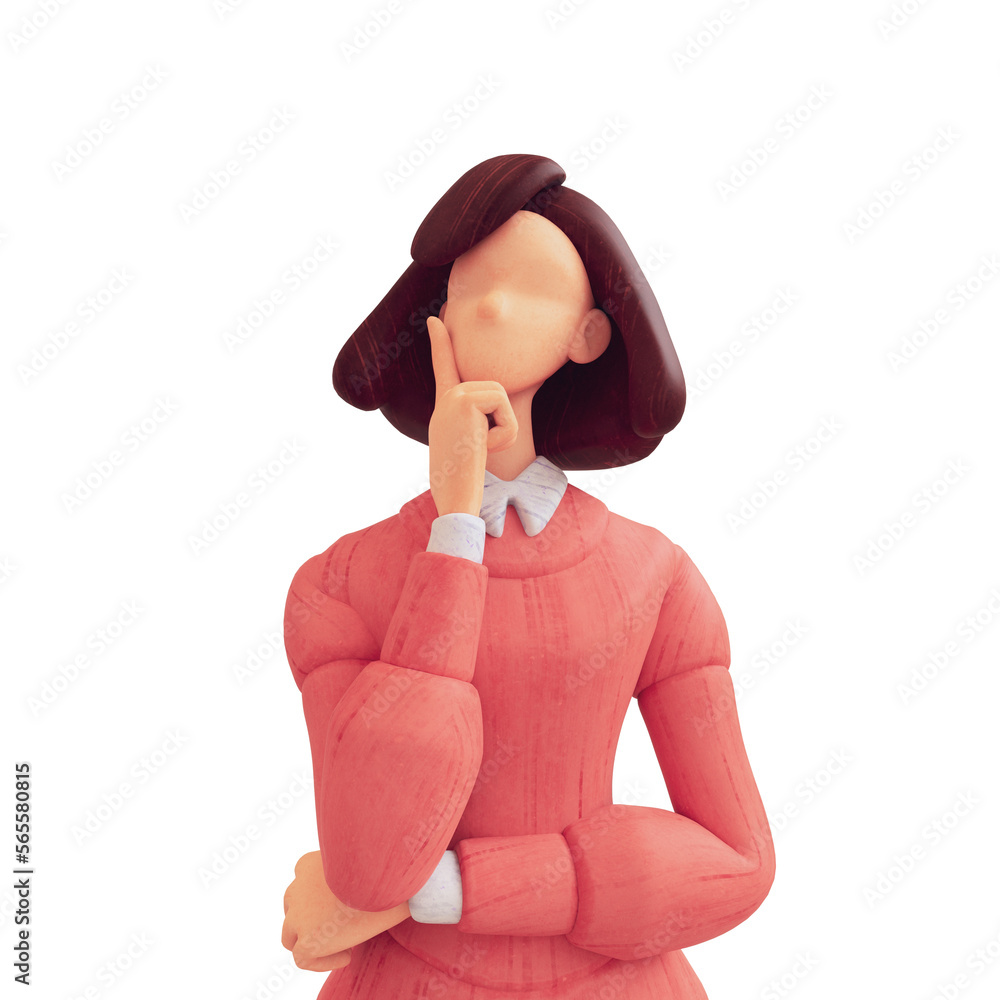 Portrait of pensive brunette girl thinking over decision trying to make ...