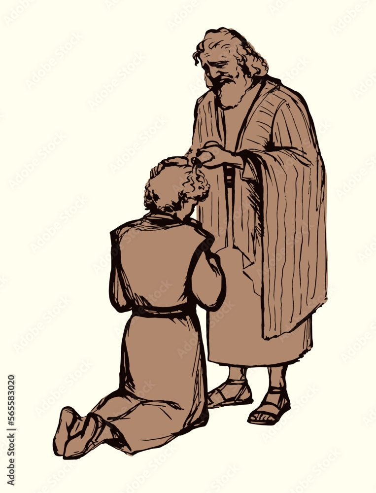 Anointing for the kingdom. Vector drawing Stock Vector | Adobe Stock