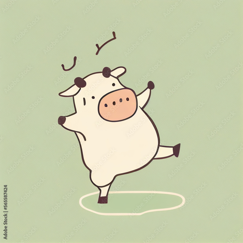 Cartoon happy dancing cow.. Stock Illustration | Adobe Stock