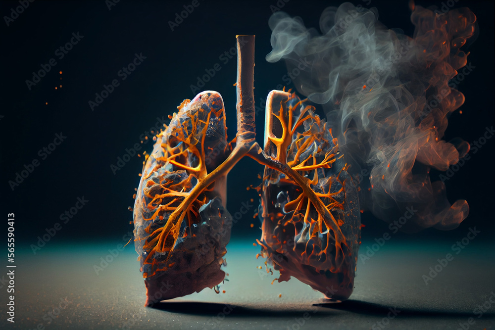 Smoker lungs, damaged lungs, cigar, cigarettes, smoking is bad. Created ...