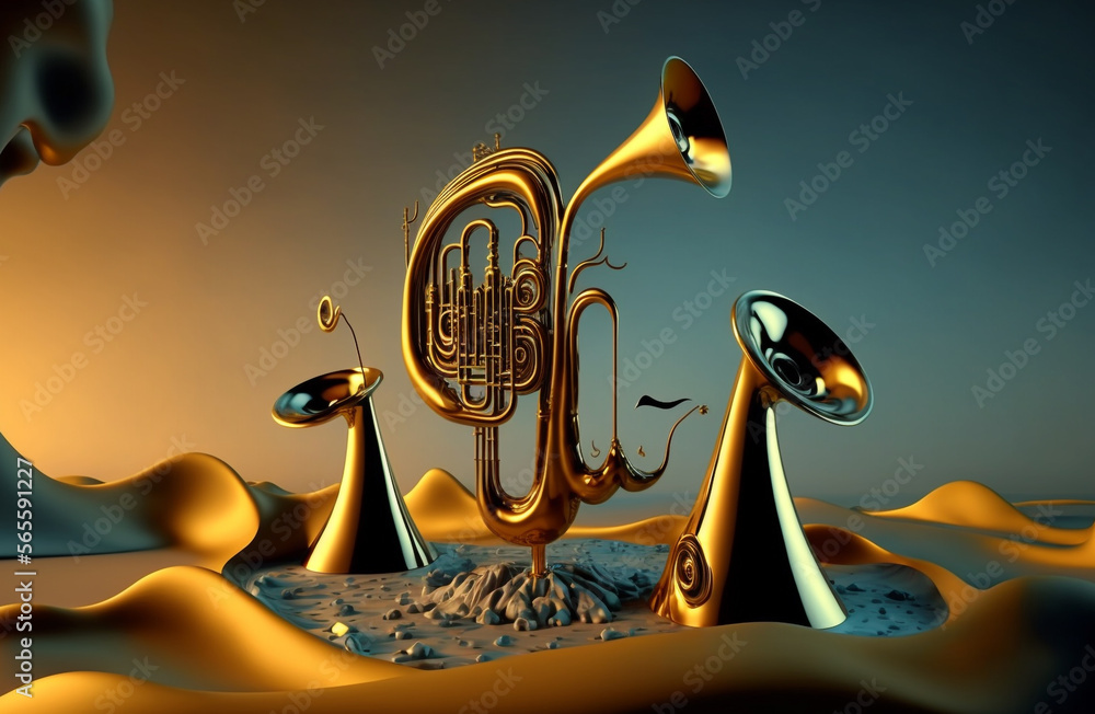 Musical instruments abstract poster. Artistic rendering illustration ...