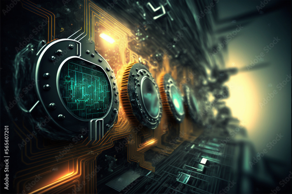 This stock photo shows an abstract and futuristic depiction of ...