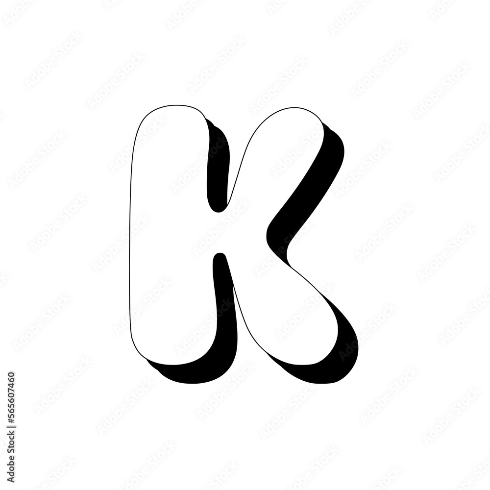 Hand drawn doodle uppercase letter K. Capital letters modern design ...
