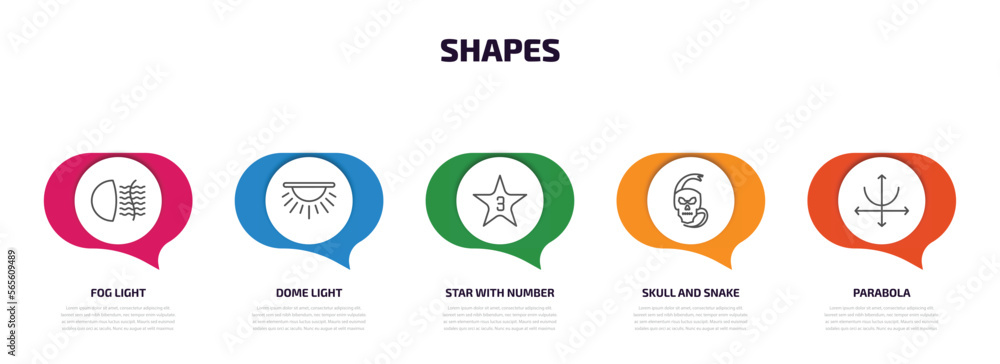 shapes infographic element with outline icons and 5 step or option ...