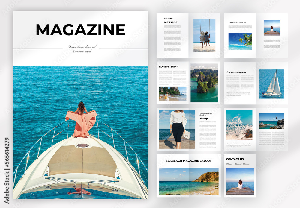 Seabeach Magazine Layout Stock Template | Adobe Stock