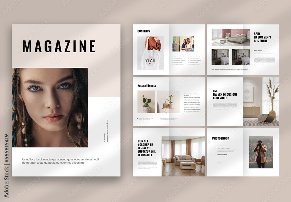 Minimal Clean Magazine Layout Stock Template | Adobe Stock