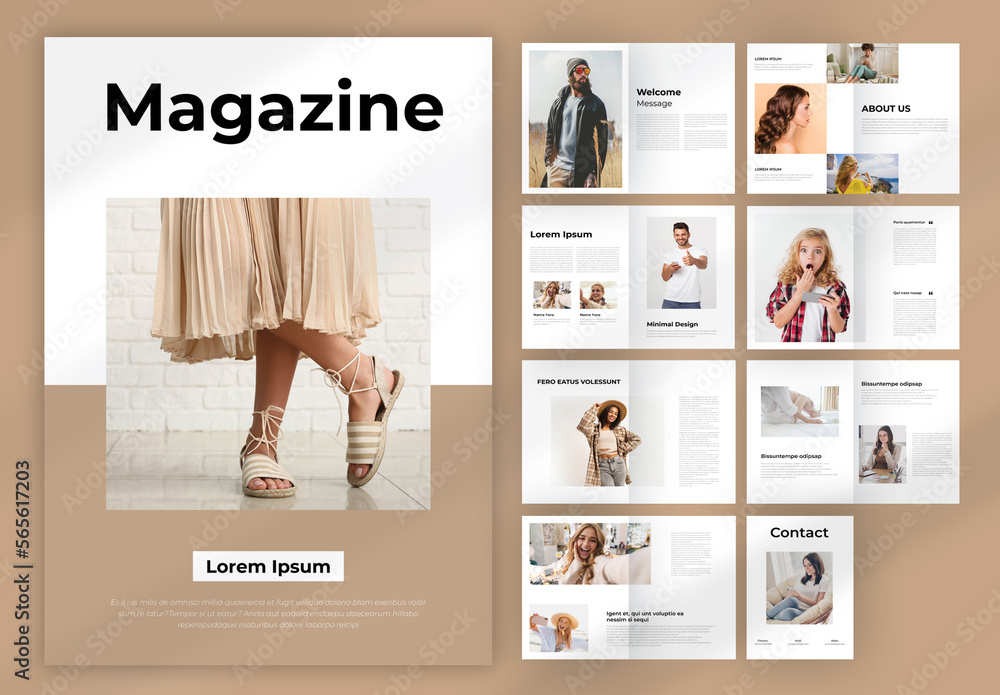 Minimal Magazine Layout Stock Template | Adobe Stock