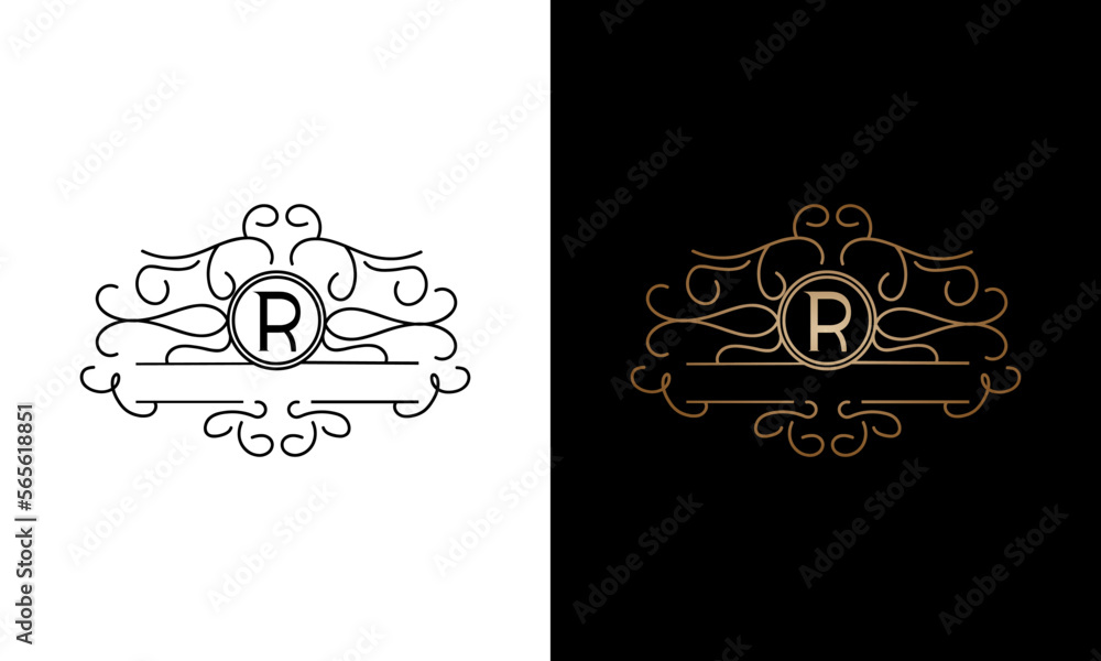 letter r ornament luxury vintage logo Stock Vector | Adobe Stock