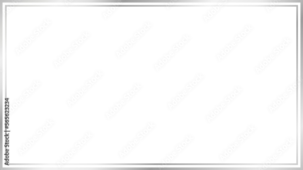 Double rectangle silver frame, duo line border isolated on transparent ...