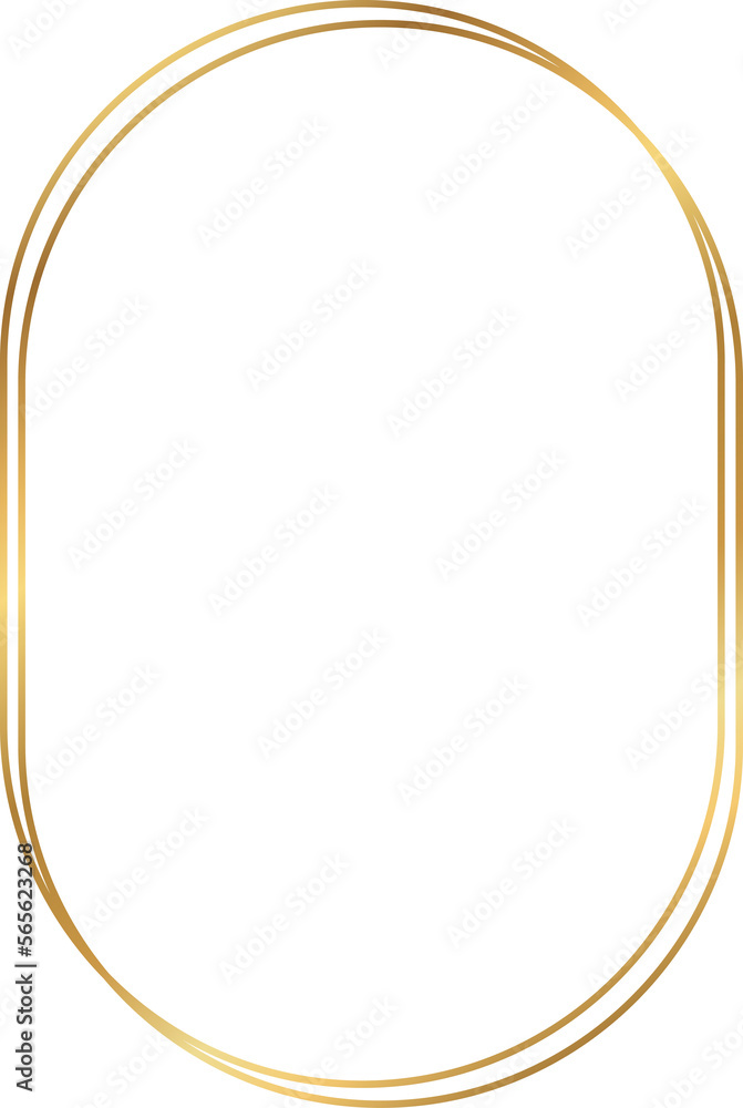 Double oval gold frame, duo line golden border isolated on transparent ...