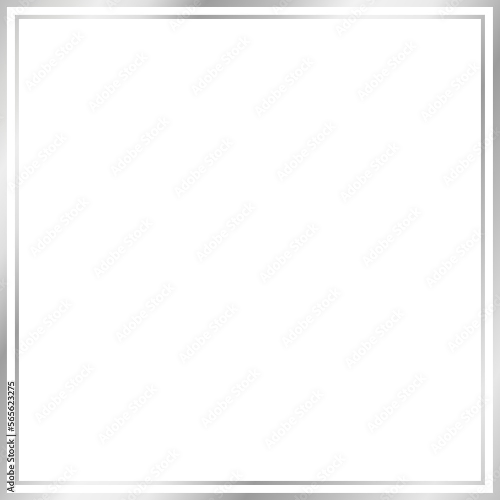 Double square silver frame, duo line metallic border isolated on ...