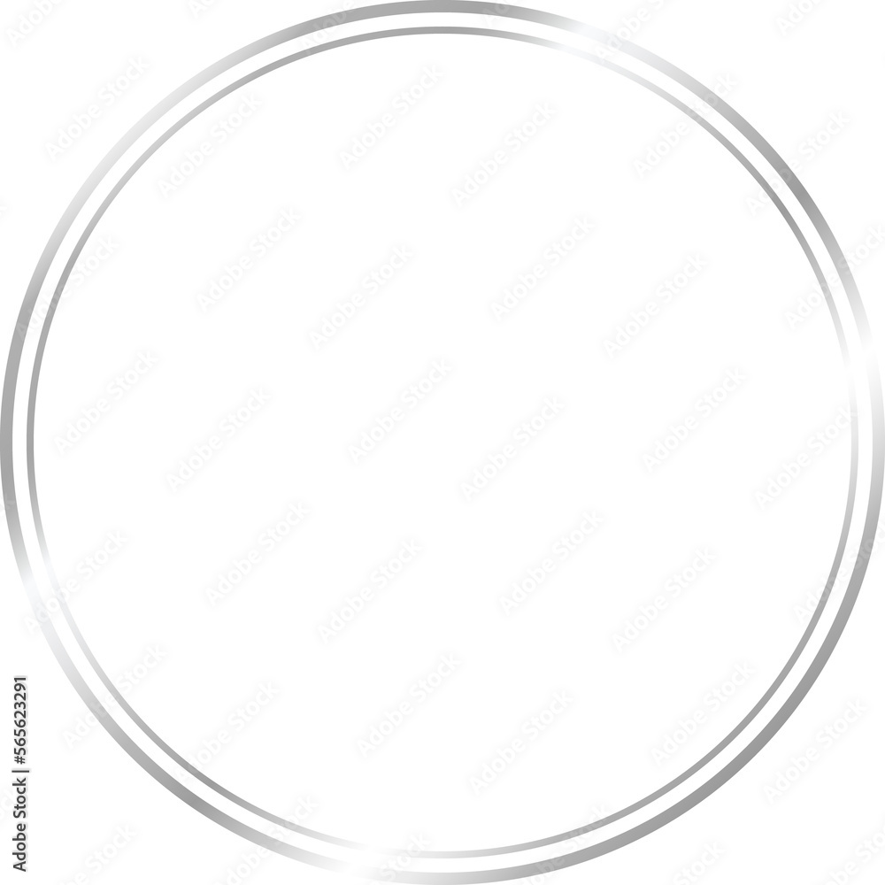 Silver double line circle frame isolated on transparent background ...