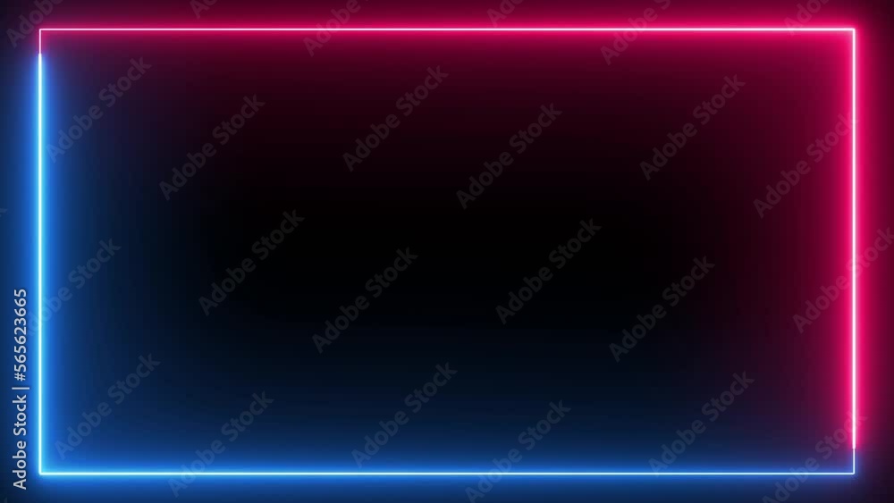 Neon Frame Background, Red Blue Color Border Motion Background Loop, 3D ...
