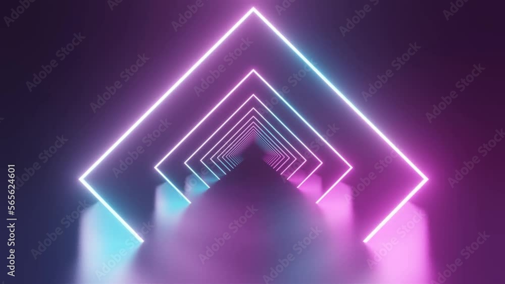 Neon Square Background Video, Blue Purple Tunnel Motion Background Loop ...