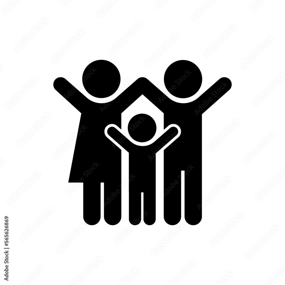 Family Flat Icon Black and White Vector Graphic Stock Vector | Adobe Stock