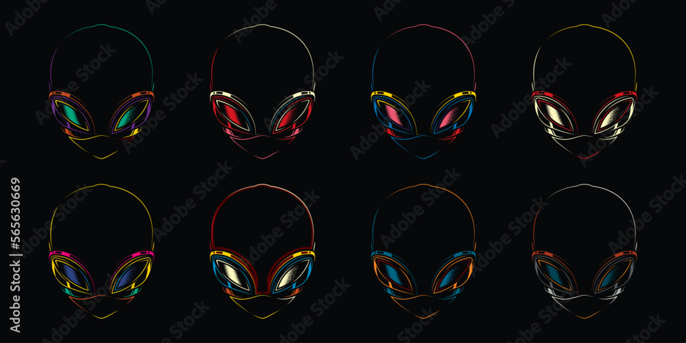 Original vector collection in vintage style. Neon illustration of an ...