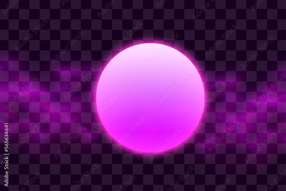 Isolated glow bright sun, purple glowing light burst on a transparent ...