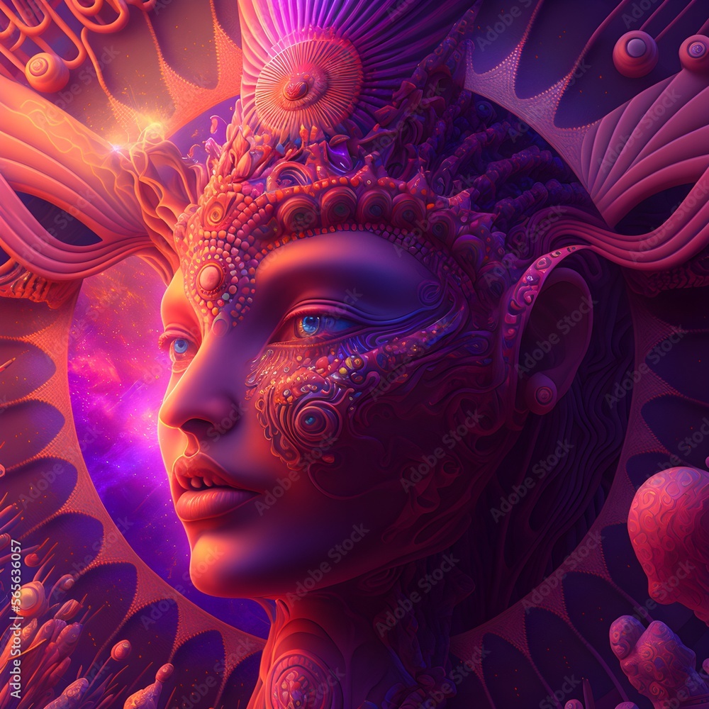 illustration of human psychedelic spirituality intricate fractal ...