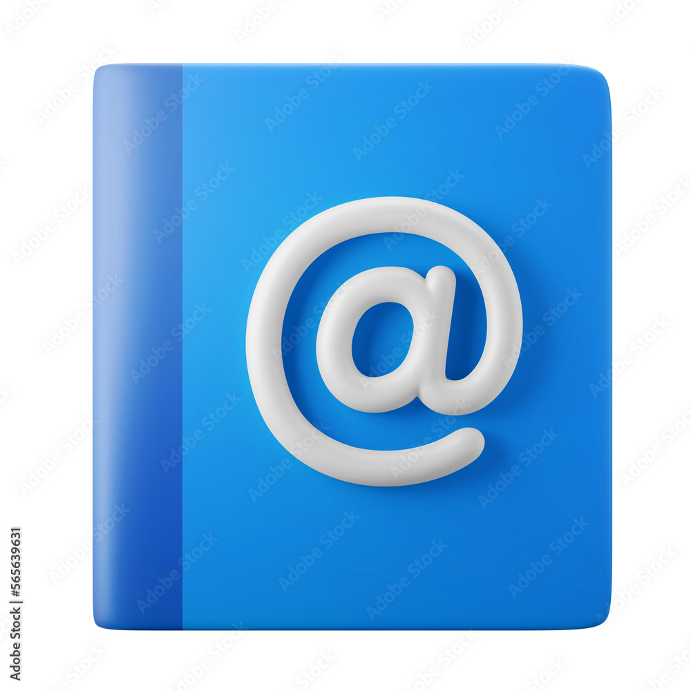 blue email address and contact list book symbol user interface theme 3d ...