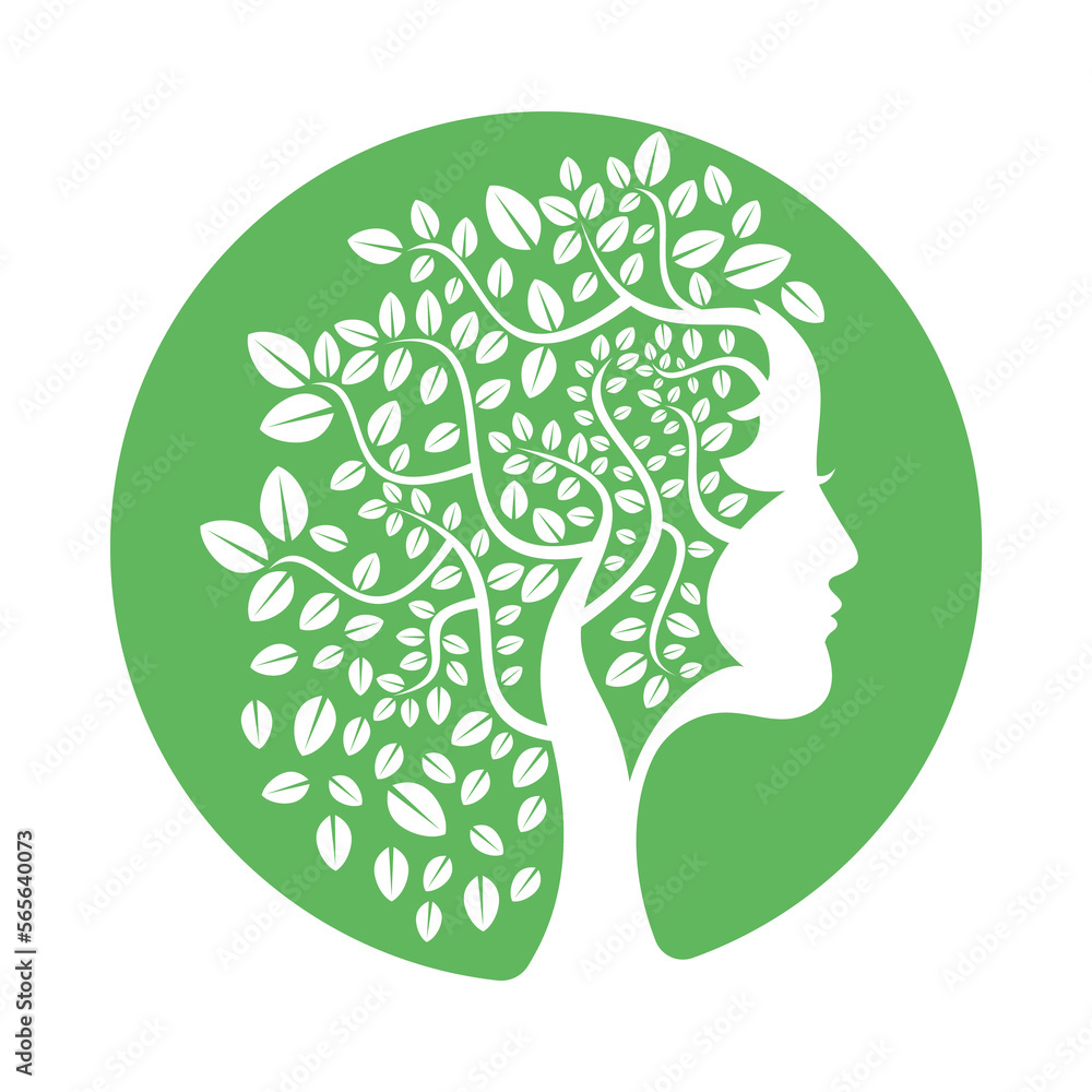 Woman Tree png Template Design. Woman Face Leaf Vector Design. Stock ...