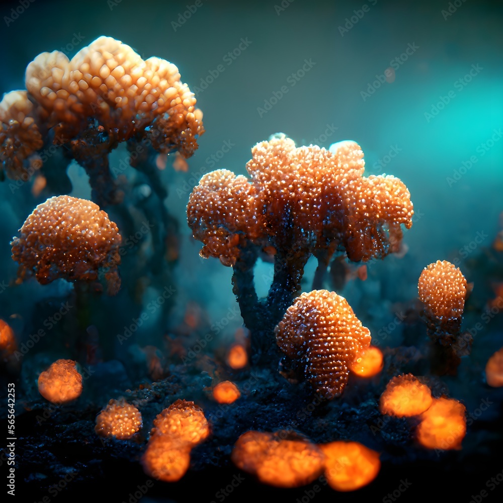 alien coral texture bioluminecent floating particles 8k hdr octane ...