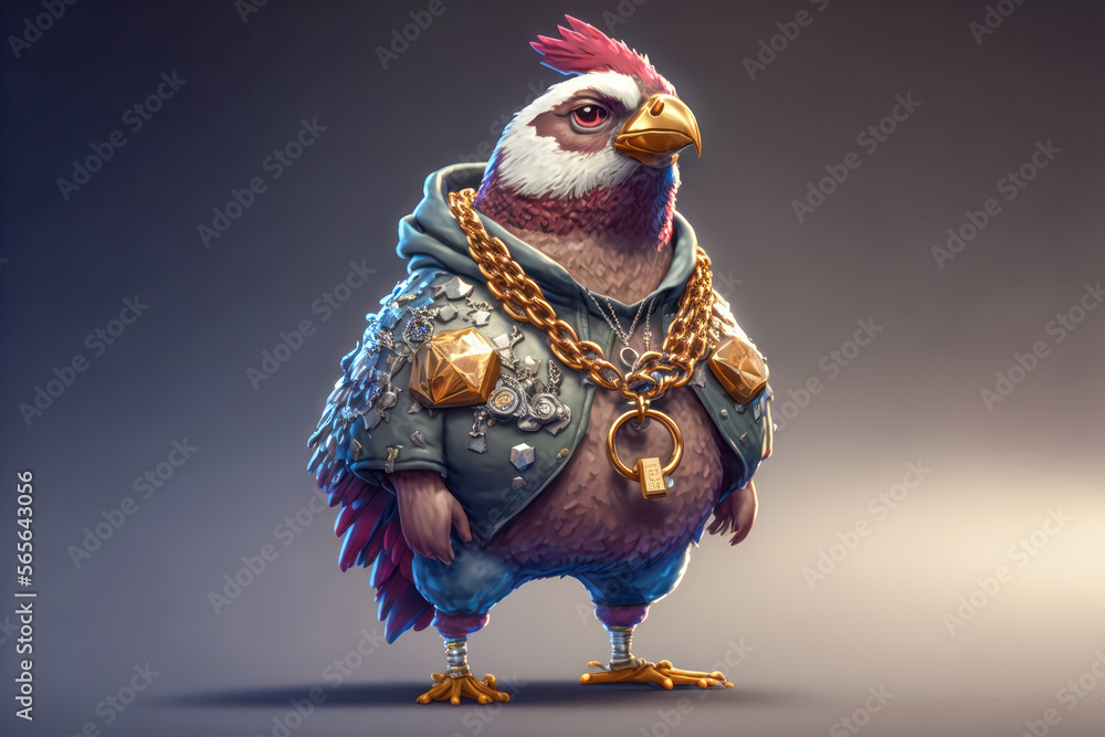 Chicken Rapper on the Street Huhn Hahn Abstrakt Illustration Digital ...