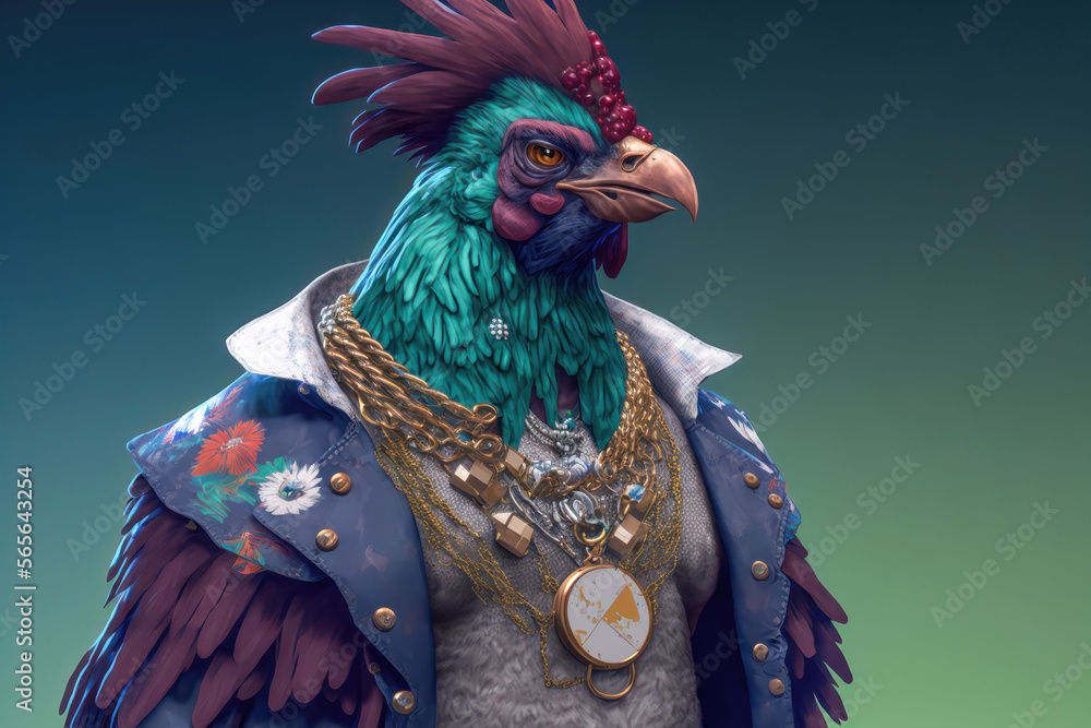 Chicken Rapper on the Street Huhn Hahn Abstrakt Illustration Digital ...