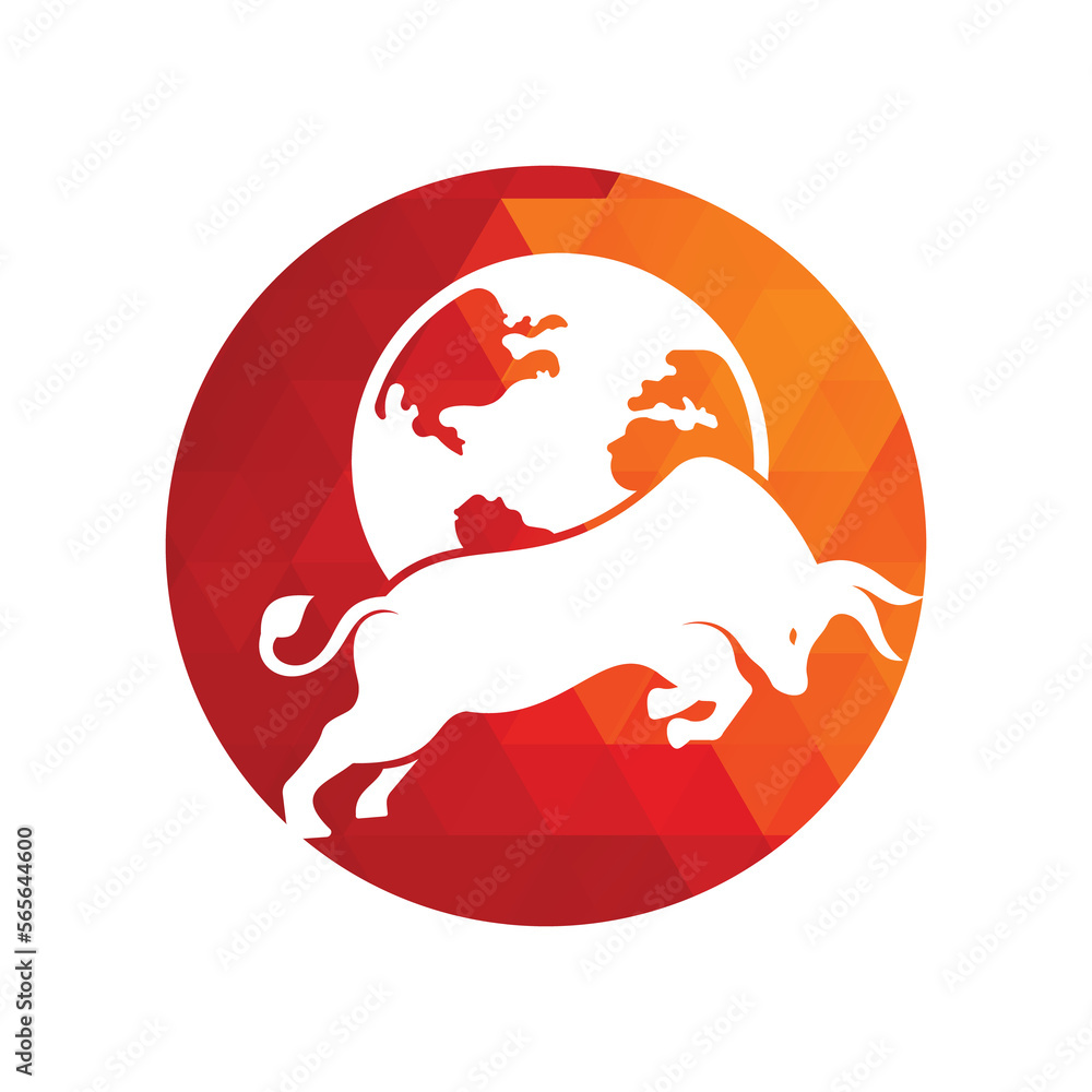 Globe bull vector logo icon design. Word and Bull logo design isolated ...