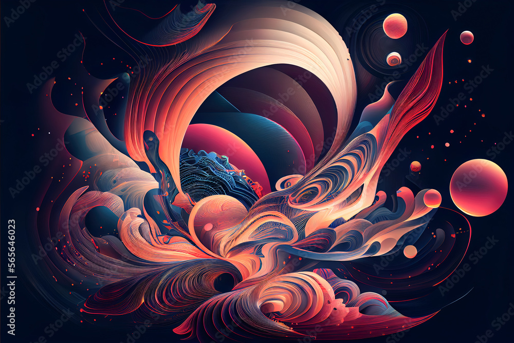 abstract space background with planets and outer space drawing ...