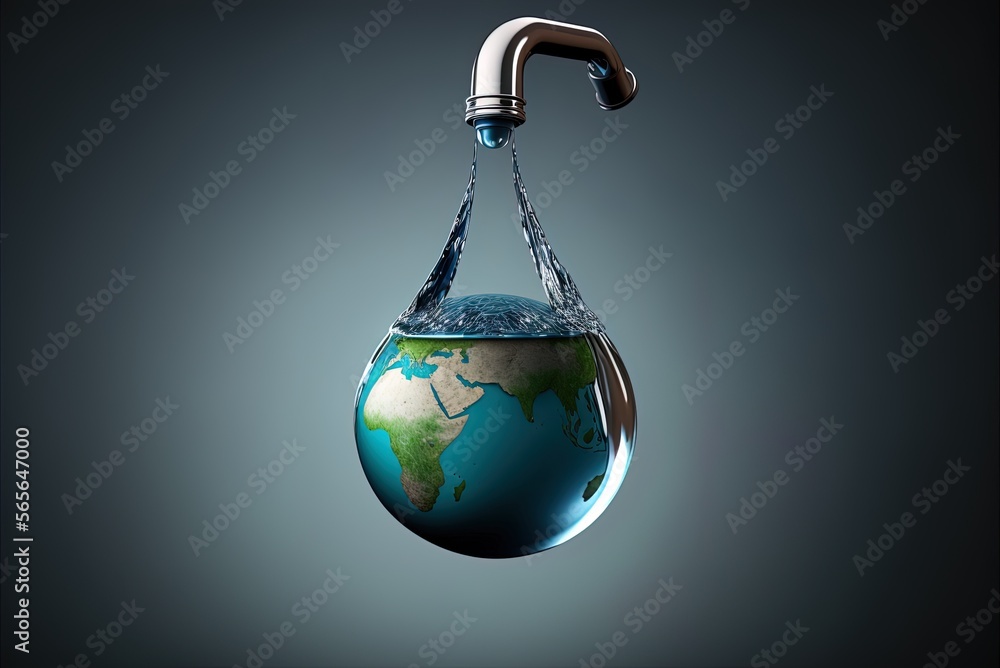 Ecological notion of conserving water, shown with a single drop of ...