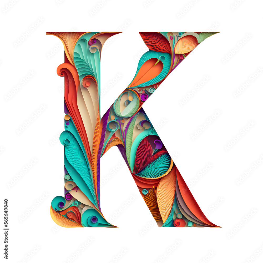 Letter K Papercut. Generative AI Illustration of ABC Alphabet ...