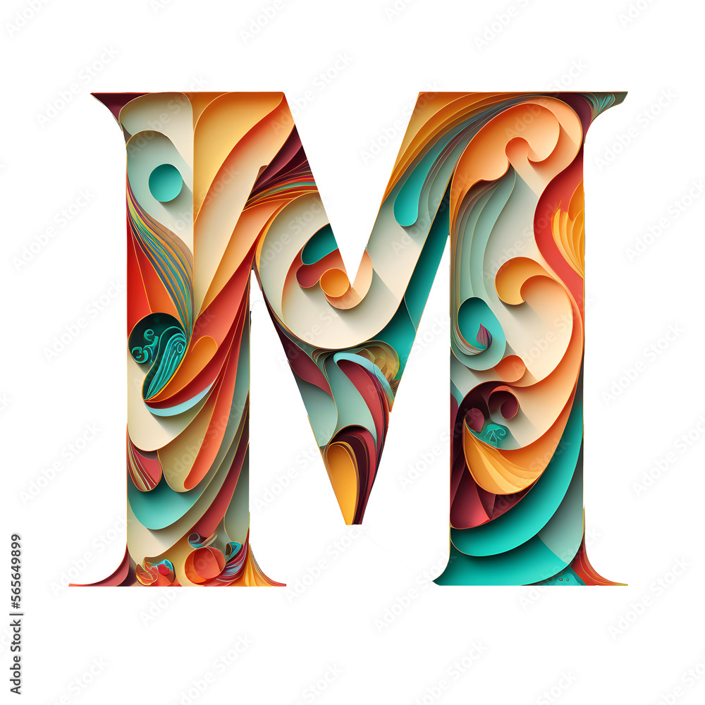 Letter M Papercut. Generative AI Illustration of ABC Alphabet ...