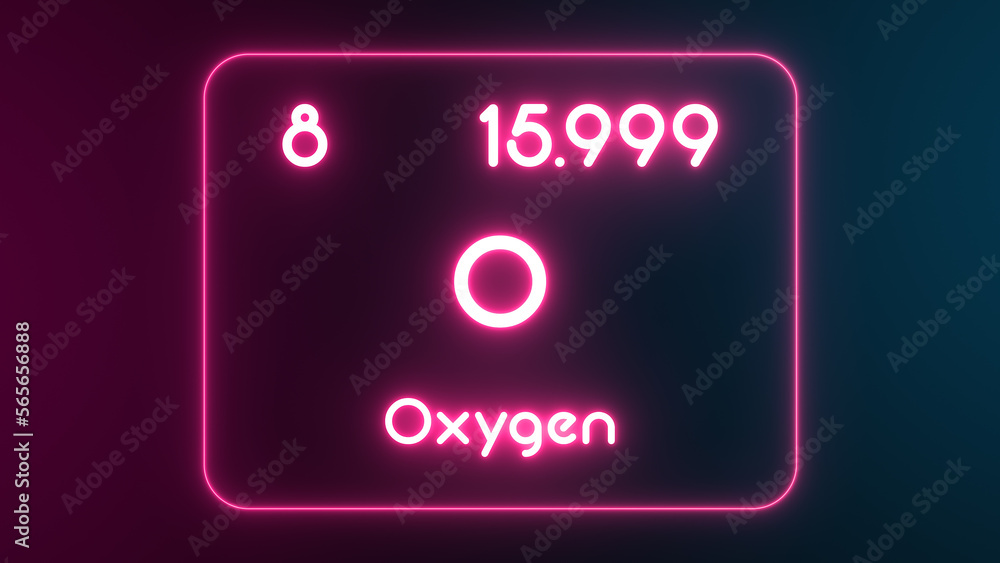 Modern periodic table Oxygen element neon text Illustration Stock ...
