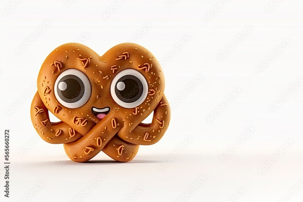 Funny pretzel character with smiling human face, cartoon vector ...