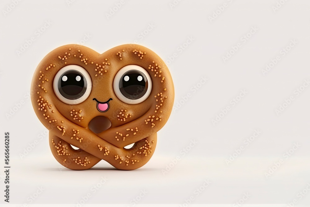 Funny pretzel character with smiling human face, cartoon vector ...