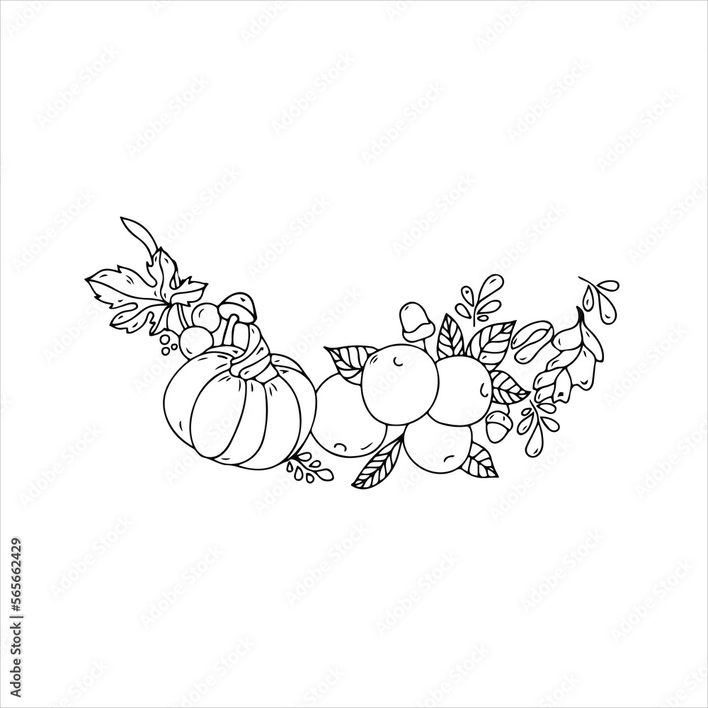 Thanks giving coloring page for kids. Stock Vector | Adobe Stock