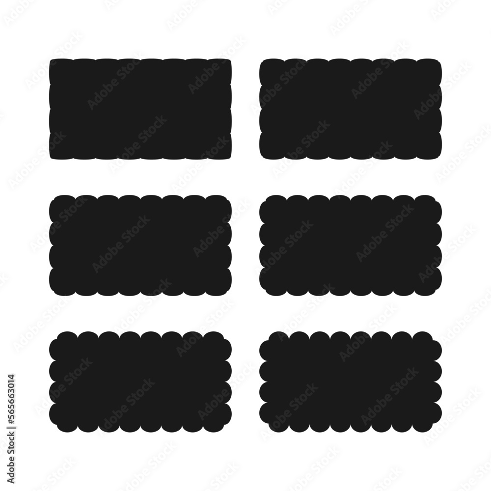 Scallop Edge Rectangle Shapes Icon Set Stock Vector | Adobe Stock