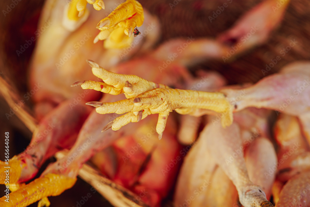 Chicken feet in traditional market Stock Photo | Adobe Stock