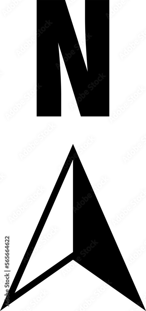 Basic North Arrow Mark Sign Symbol Icon for Map Orientation. Vector ...