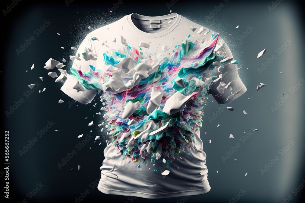 Particles of synthetic fabric are separated from the t-shirt, created ...