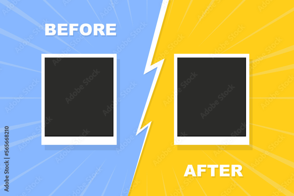Before and after background template. Frame with empty place ...
