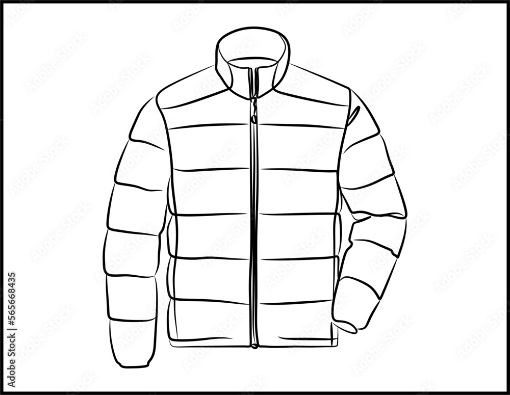 line illustration of a winter jacket, technical drawing Stock Vector ...