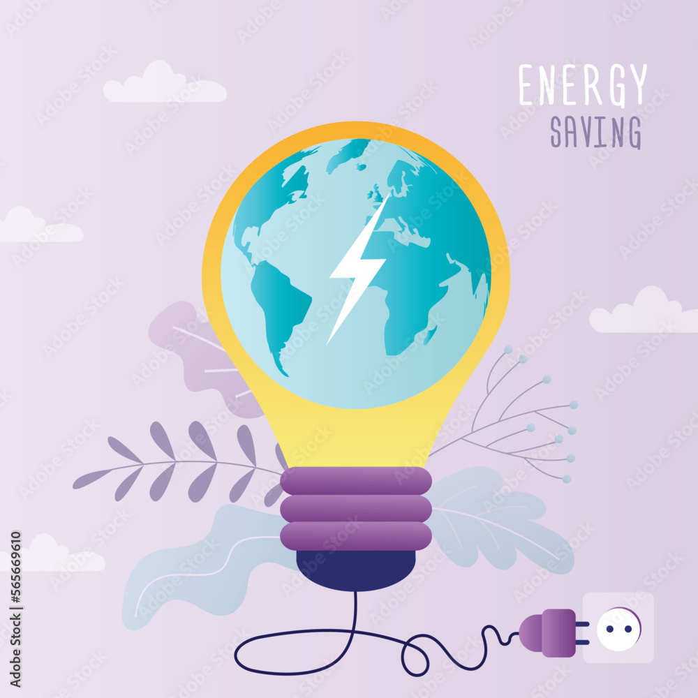 Saving energy, concept motivational banner. Turning off electricity ...