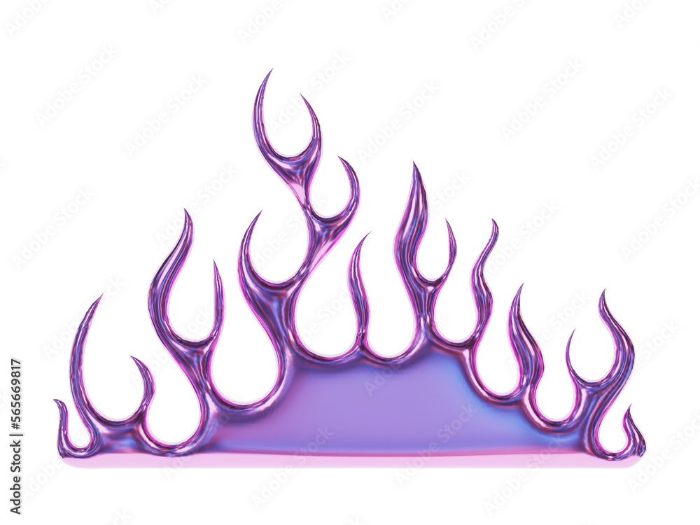 Illustrazione Stock 3d chrome metal of y2k fire icon. Flame shape in ...