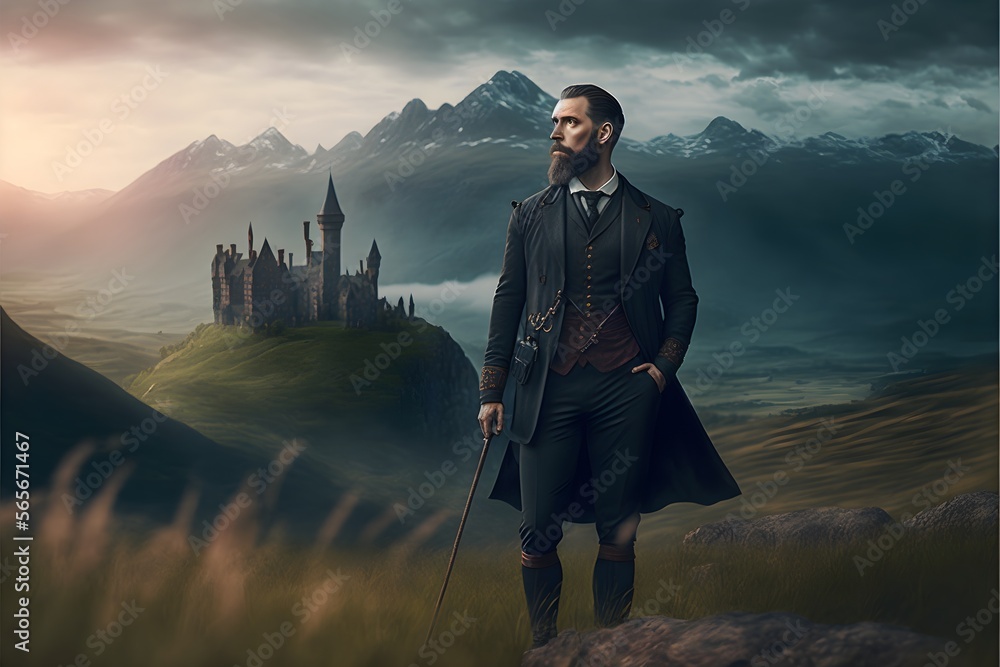 A handsome Teacher of Hogwarts wearing dark smart clothing exploring ...