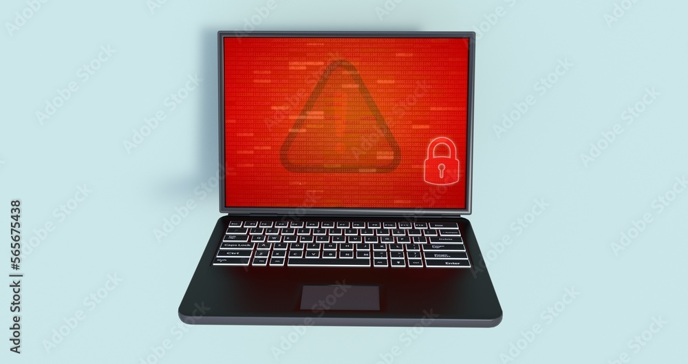 System hacked alert after cyber attack on computer network. compromised information concept ...