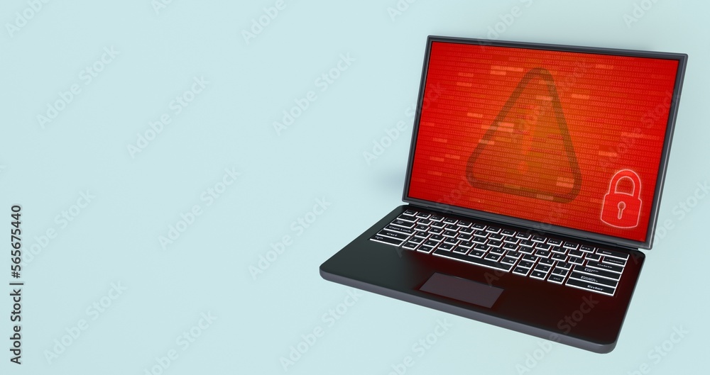 System hacked alert after cyber attack on computer network. compromised information concept ...